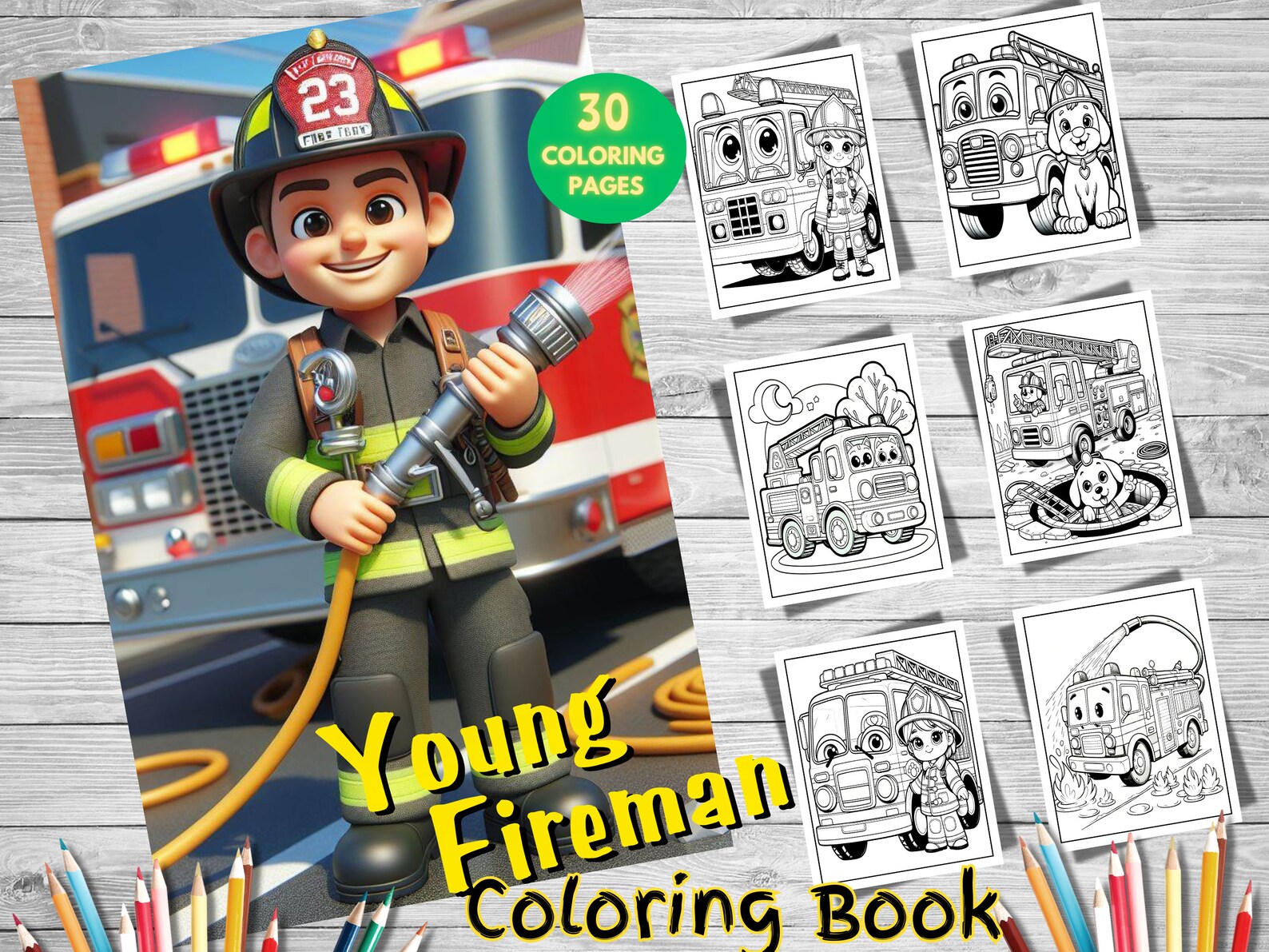 30 Printable Firefighter Coloring Pages for Kids – Grayscale Fire ...