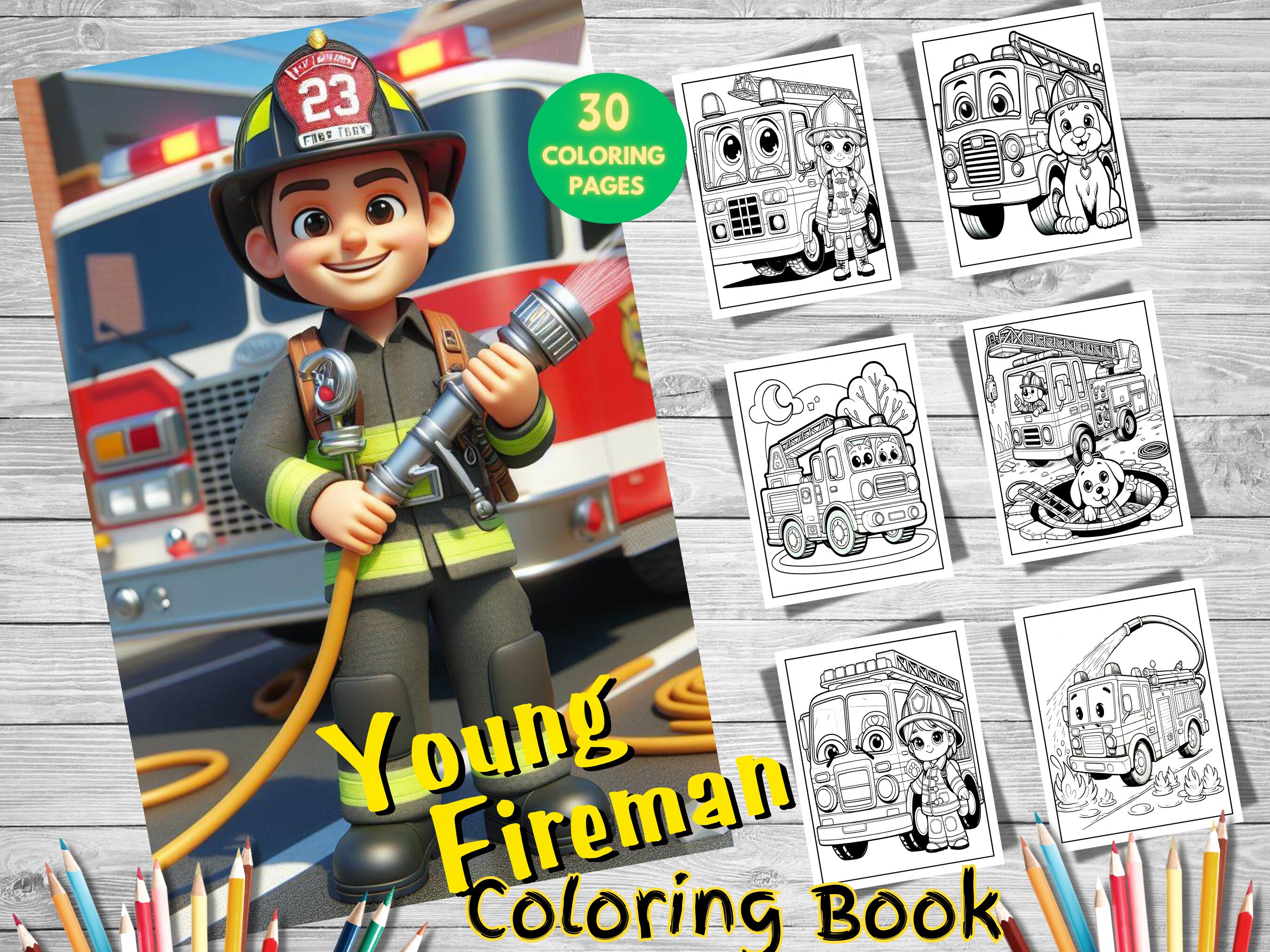 30 Printable Firefighter Coloring Pages for Kids – Grayscale Fire ...