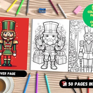 50 Christmas Nutcracker Coloring Book, Printable Xmas Holiday Coloring ...