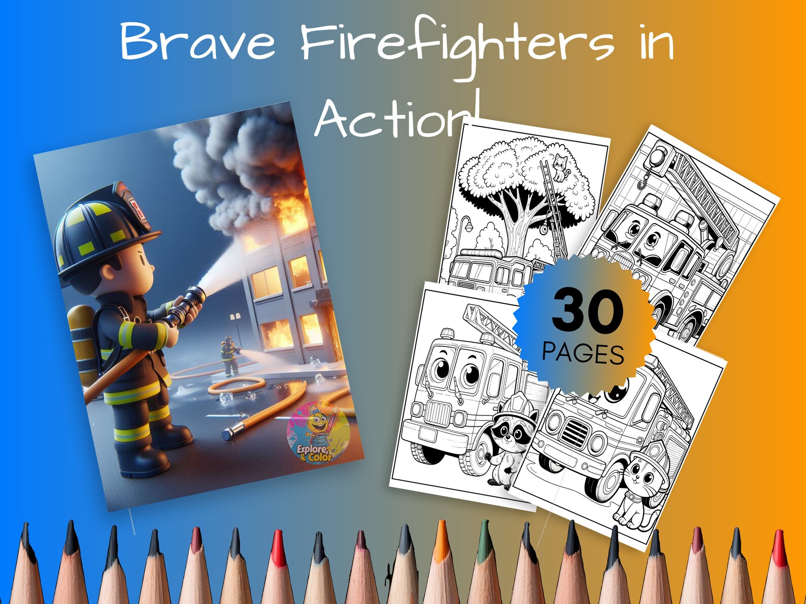30 Printable Firefighter Coloring Pages for Kids – Grayscale Fire ...