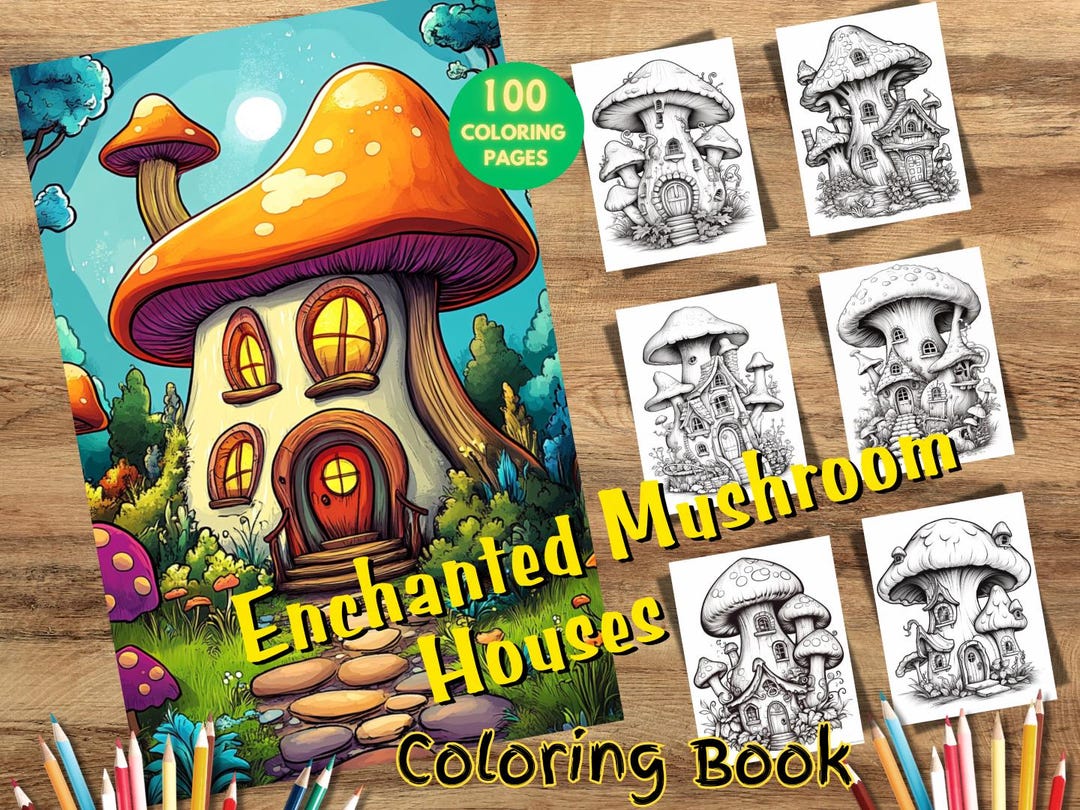 100 Enchanted Mushroom Forest Coloring Book, Printable Magical Pages ...