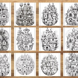 50 Whimsical Houses Coloring Book, Crazy House Fairytale Homes ...