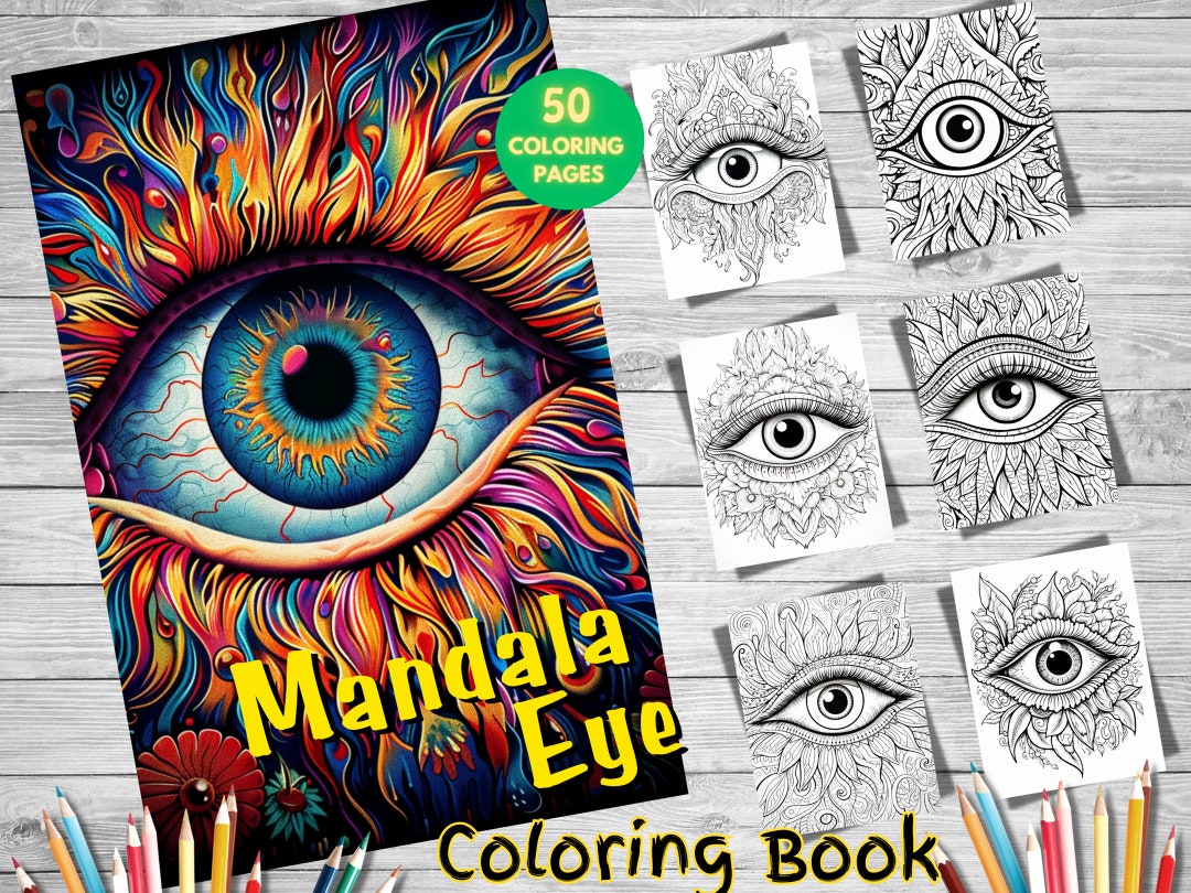 50 Mandala Eyes Coloring Pages, Geometric Patterns, Optical Illusions ...