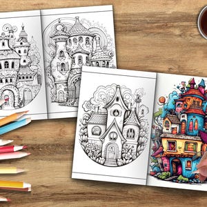 50 Whimsical Houses Coloring Book, Crazy House Fairytale Homes ...