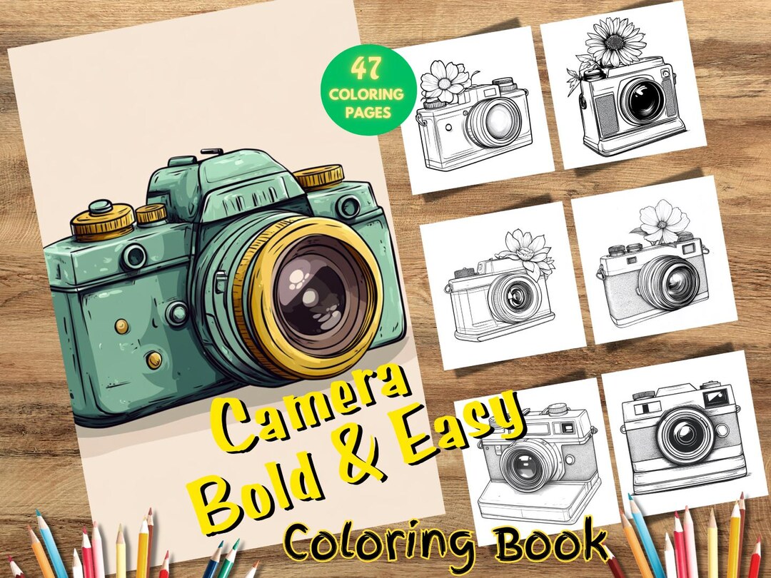 Bold and Easy Polaroid Camera Coloring Book for Kids, Easy-to-color ...