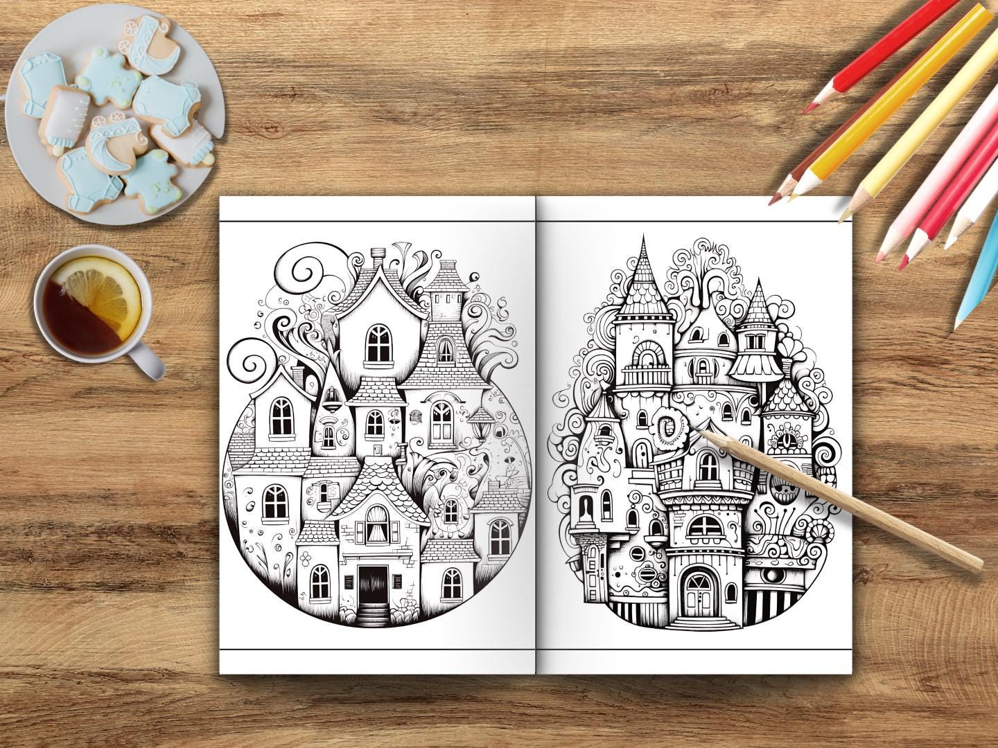 50 Whimsical Houses Coloring Book, Crazy House Fairytale Homes ...
