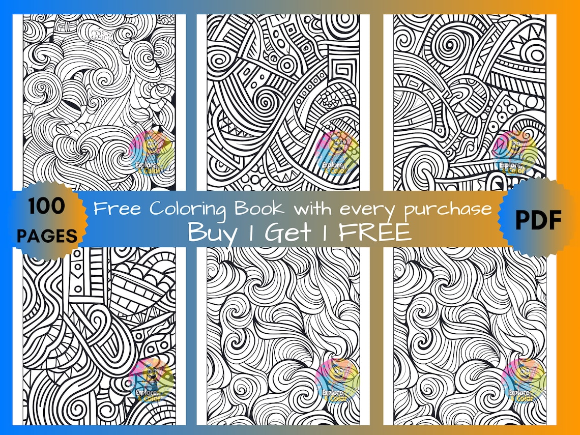 100 Zentangle Patterns Art Coloring Book, Printable Coloring Pages for ...