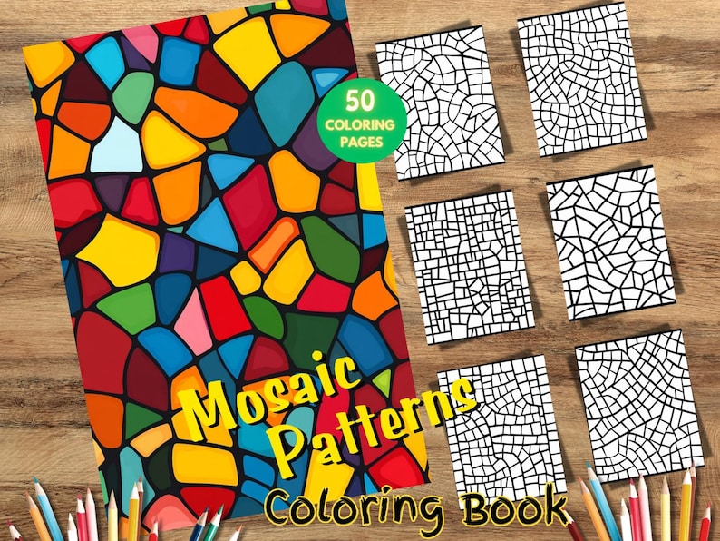 50 Mosaic Patterns Coloring Book, Intricate Mosaic Designs, Relaxing ...