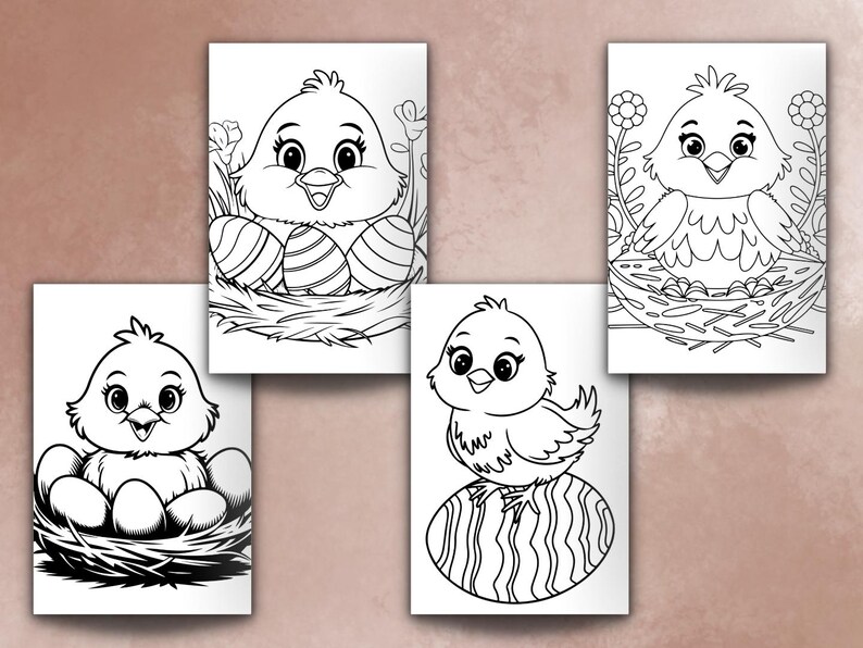 Bold and Easy Coloring Book, Cute Easter Chicks and Spring Scenes ...