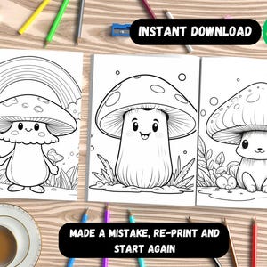 Bold and Easy Coloring Book, Cute Kawaii Mushroom Coloring Pages ...