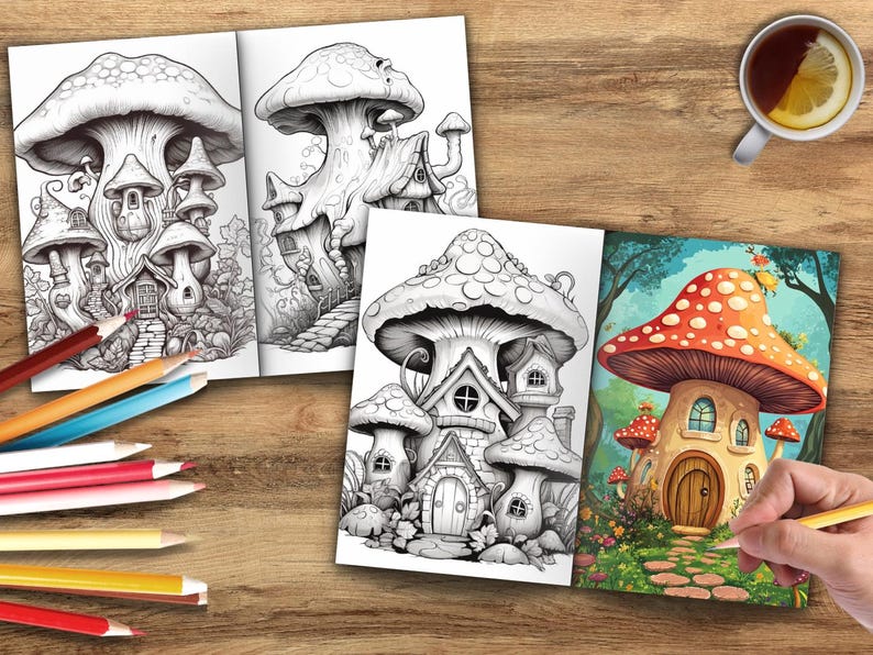 100 Enchanted Mushroom Forest Coloring Book, Printable Magical Pages ...