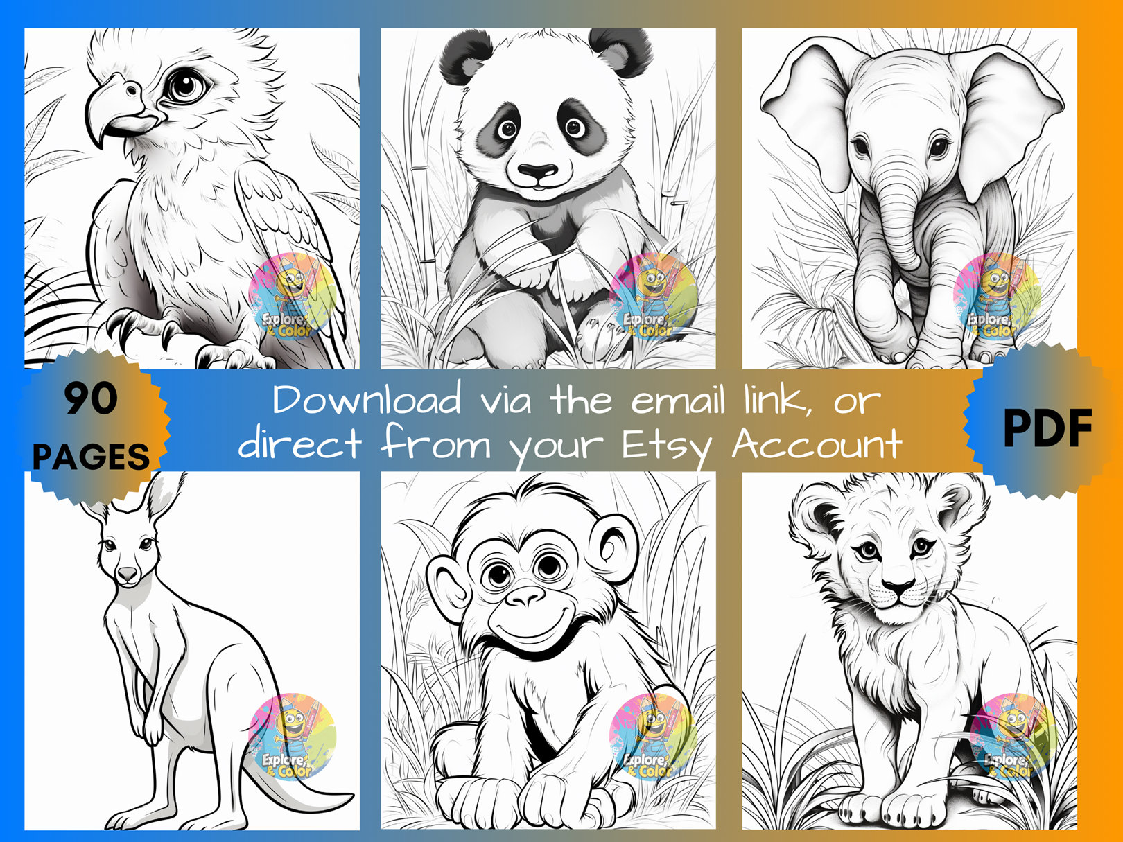 Cute Baby Wild Animals Coloring Book, Printable Coloring Pages for ...