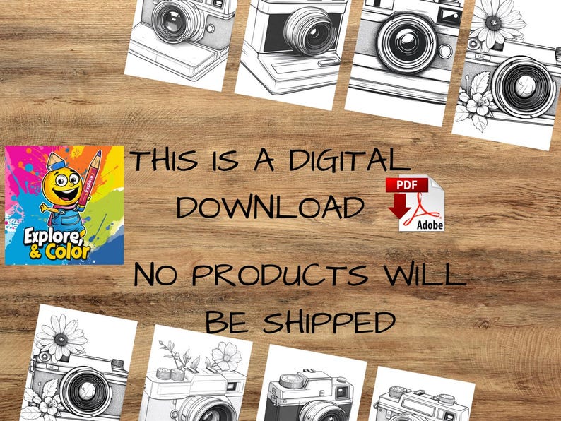 Bold and Easy Polaroid Camera Coloring Book for Kids, Easy-to-color ...