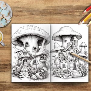 100 Enchanted Mushroom Forest Coloring Book, Printable Magical Pages ...