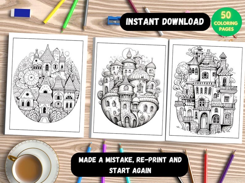 50 Whimsical Houses Coloring Book, Crazy House Fairytale Homes ...