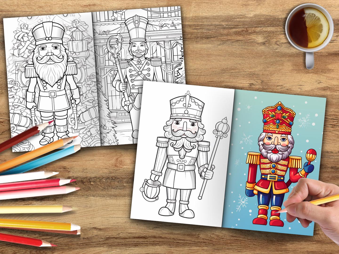 50 Christmas Nutcracker Coloring Book, Printable Xmas Holiday Coloring ...