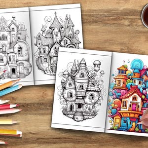 50 Whimsical Houses Coloring Book, Crazy House Fairytale Homes ...