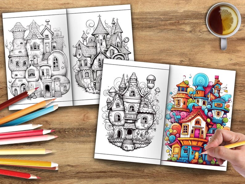 50 Whimsical Houses Coloring Book, Crazy House Fairytale Homes ...