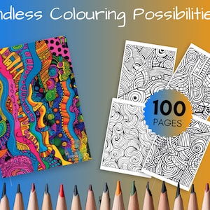 100 Zentangle Patterns Art Coloring Book, Printable Coloring Pages for ...