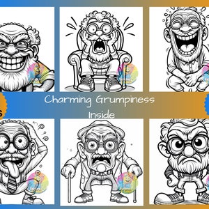 70 Crazy Grandpa Coloring Book, Printable Funny Elderly Man Coloring ...