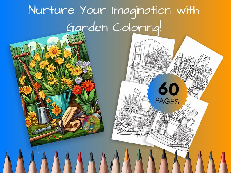 60 Gardening Coloring Book, Printable Garden Therapy Coloring Pages ...