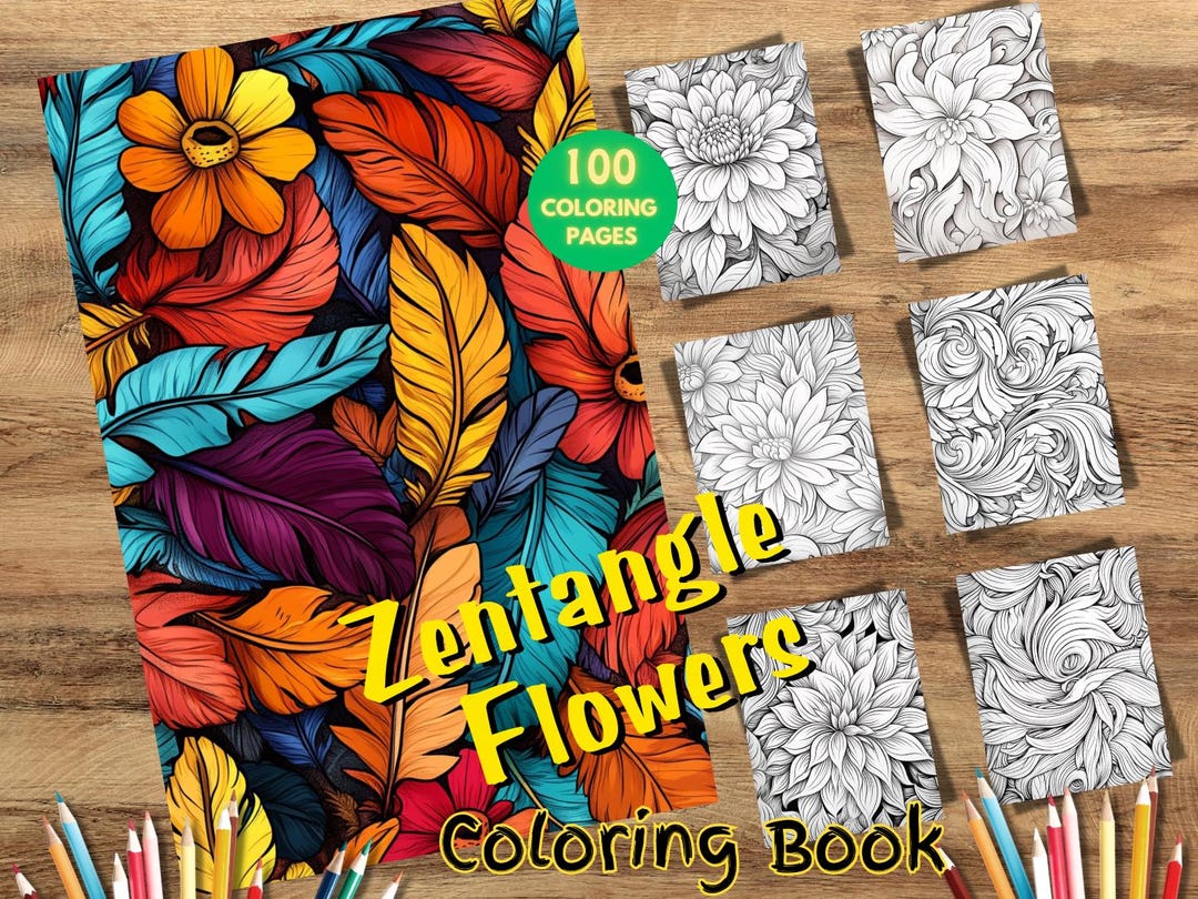 100 Zentangle Nature and Flower Designs – Grayscale Intricate Floral ...
