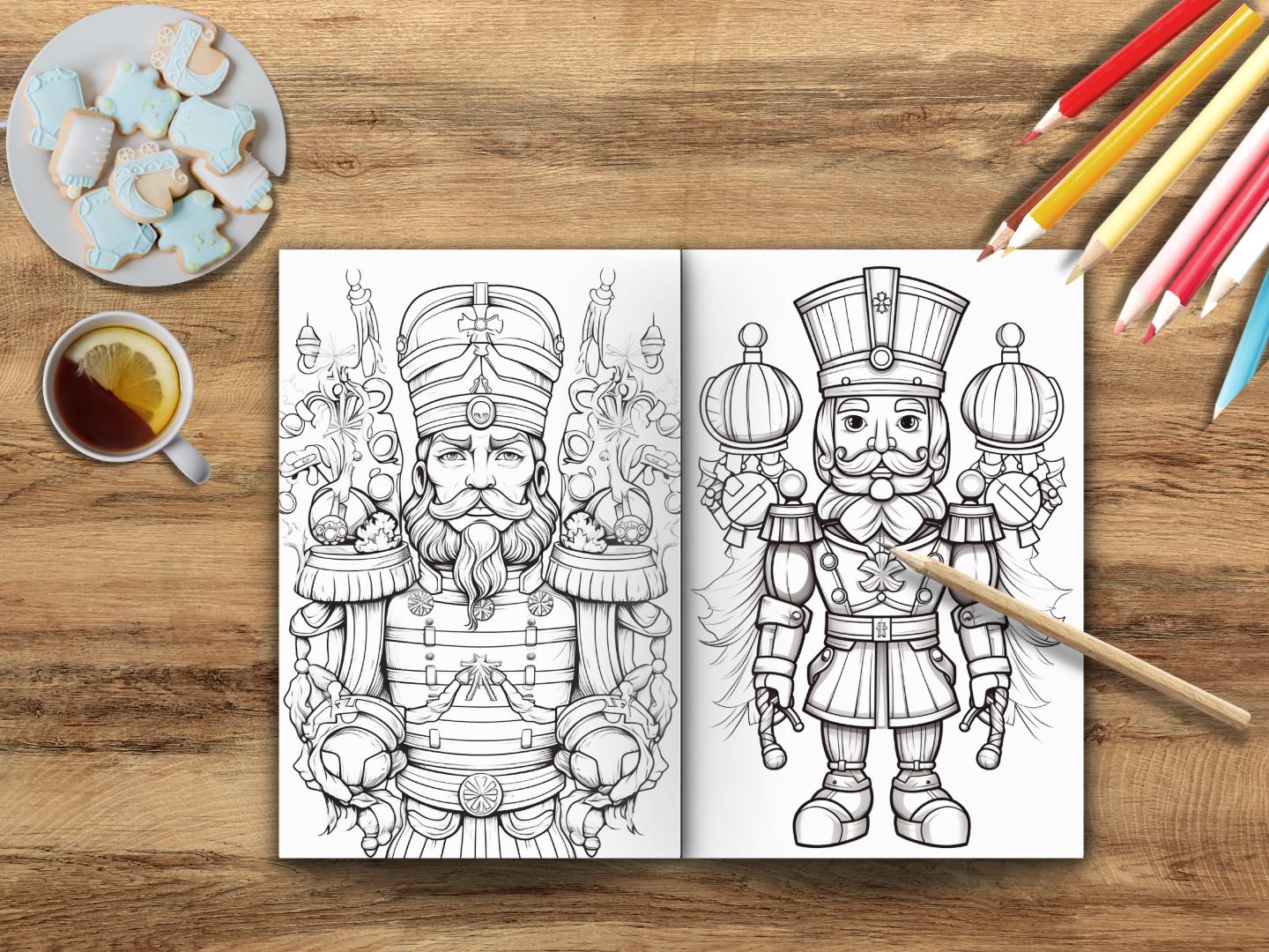 50 Christmas Nutcracker Coloring Book, Printable Xmas Holiday Coloring ...