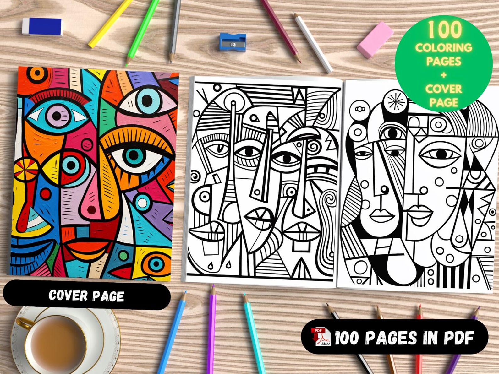 100 Picasso Inspired Faces Coloring Pages, Abstract Coloring Pages ...