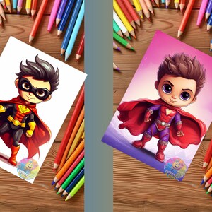 60 Printable Superhero Coloring Book for Kids & Teens, Cute Hero ...
