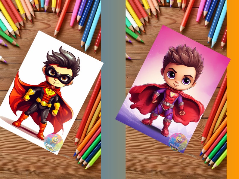 60 Printable Superhero Coloring Book for Kids & Teens, Cute Hero ...