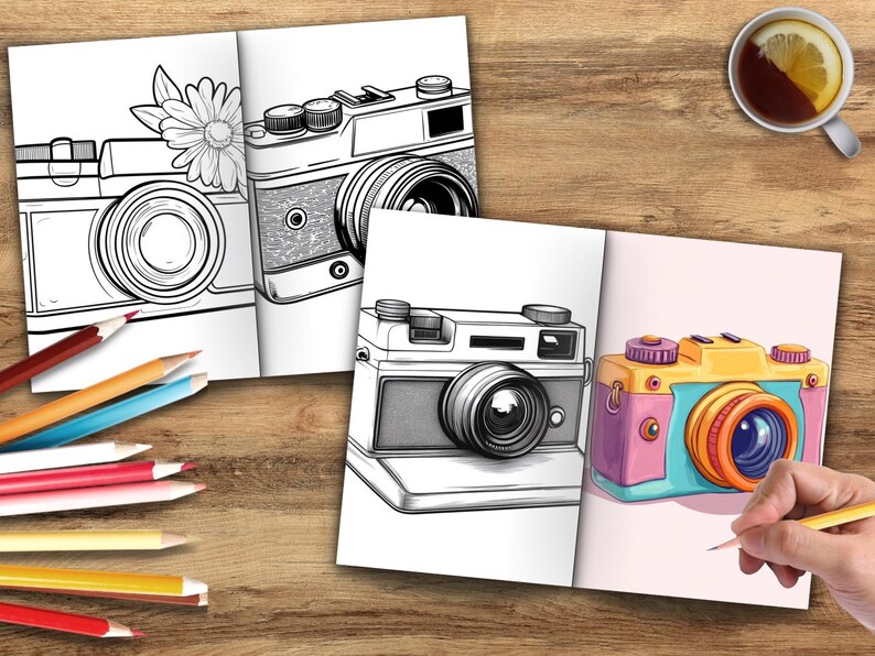 Bold and Easy Polaroid Camera Coloring Book for Kids, Easy-to-color ...