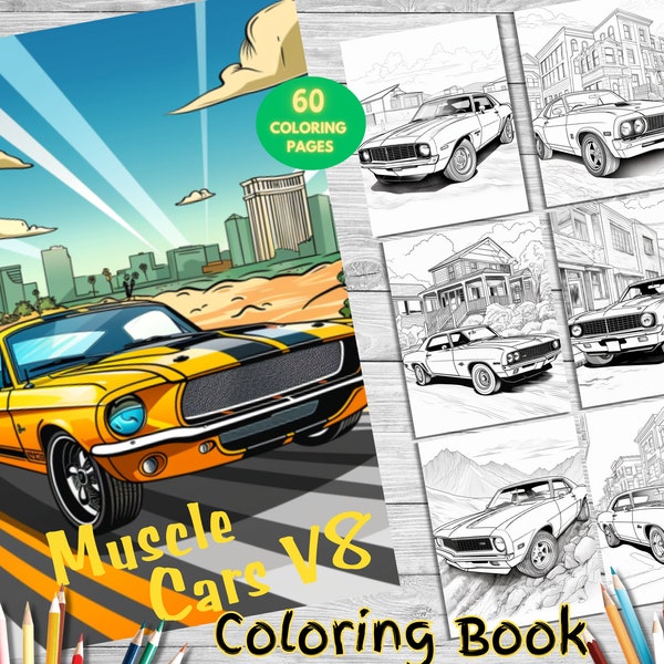 Muscle Car Colouring Pages - Etsy