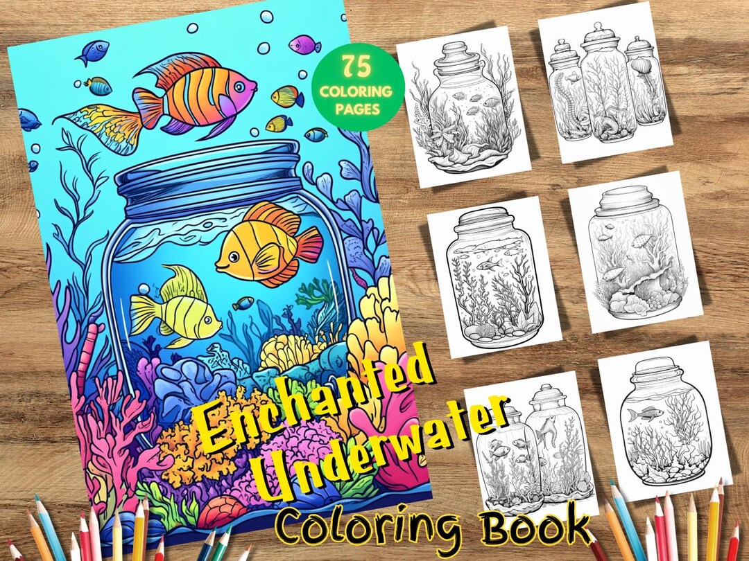 75 Enchanted Underwater in a Jar Coloring Book – Dive Into Ocean ...