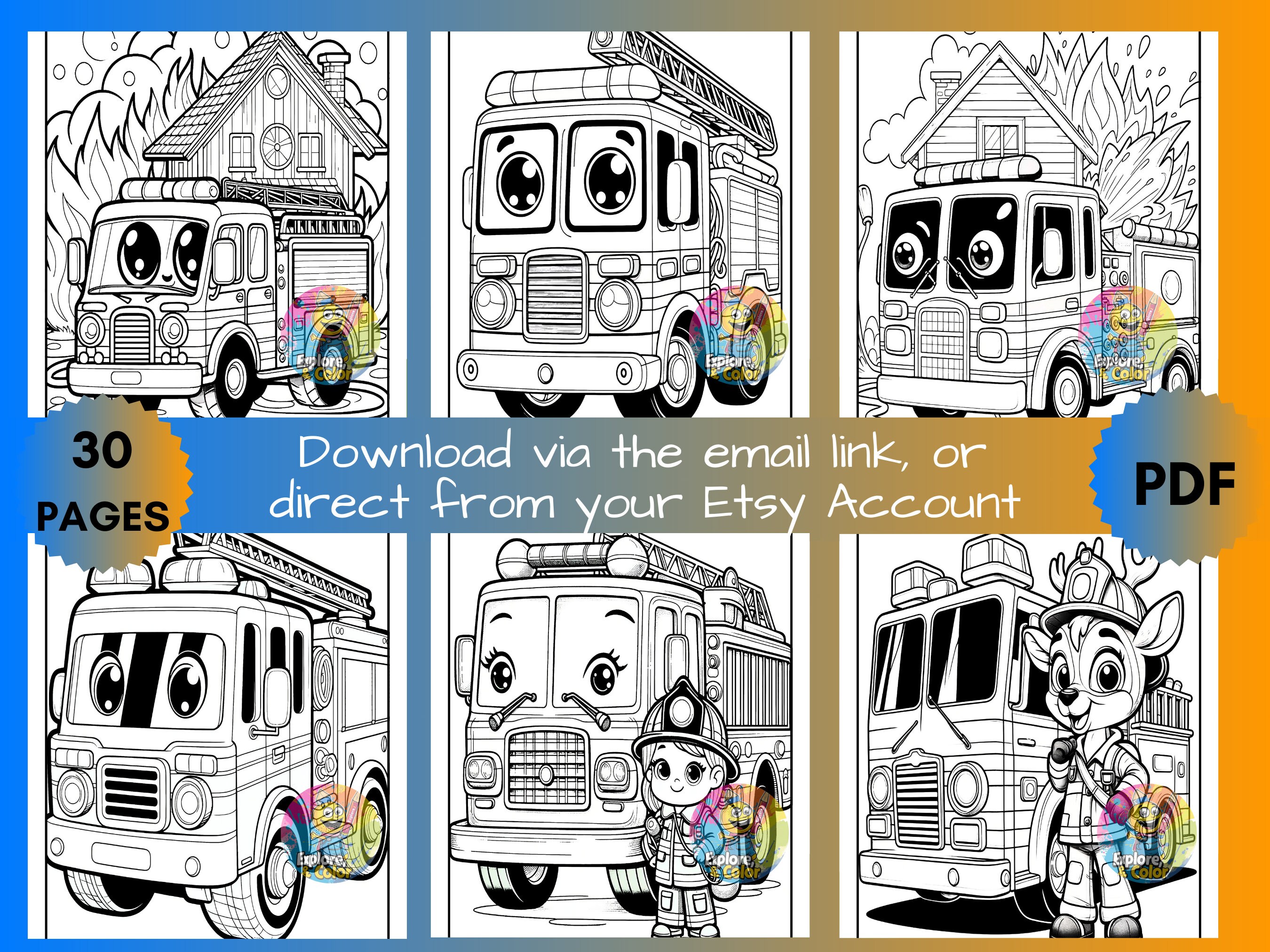 30 Printable Firefighter Coloring Pages for Kids – Grayscale Fire ...
