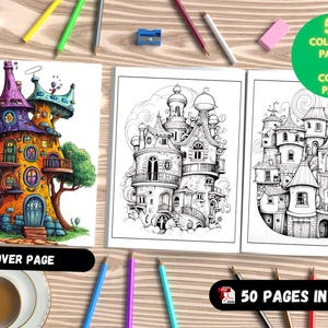 50 Whimsical Houses Coloring Book, Crazy House Fairytale Homes ...