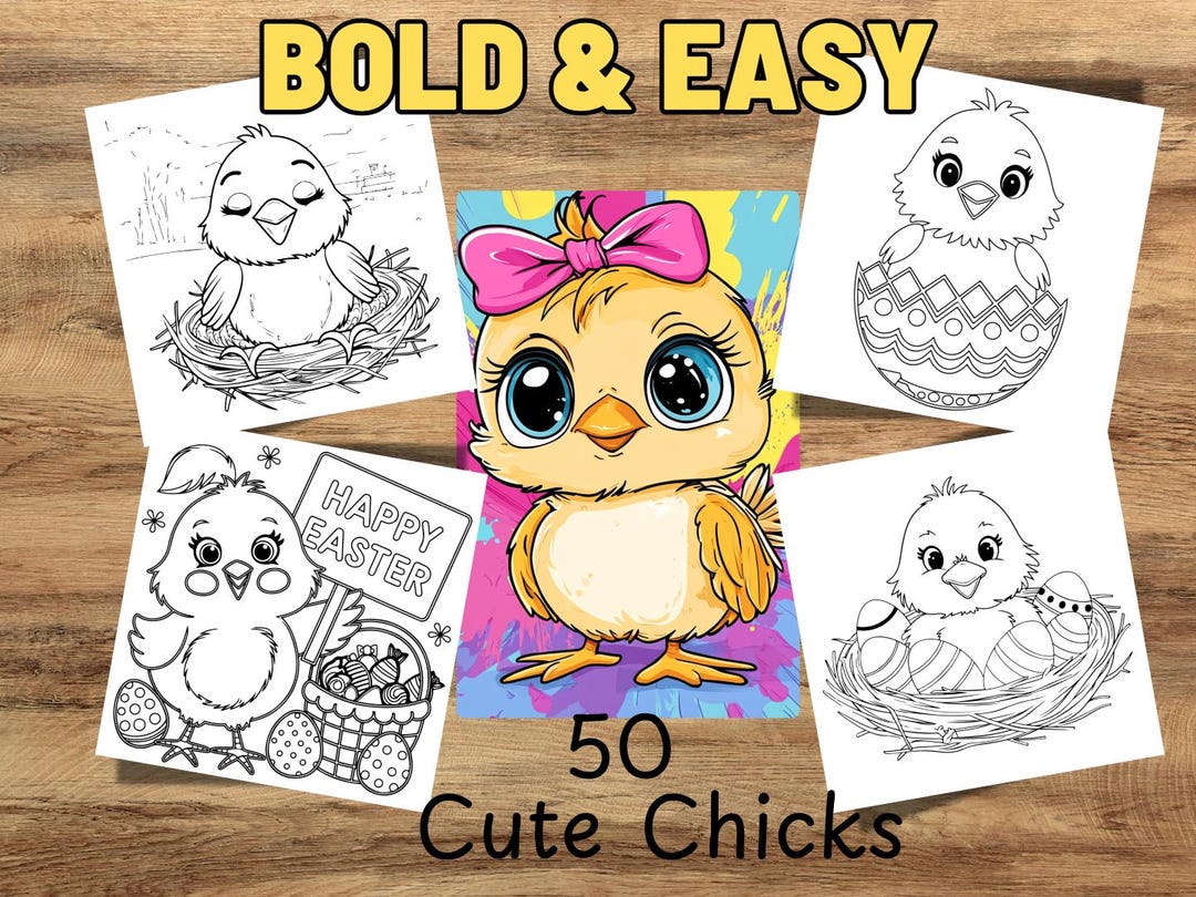 Bold and Easy Coloring Book, Cute Easter Chicks and Spring Scenes ...