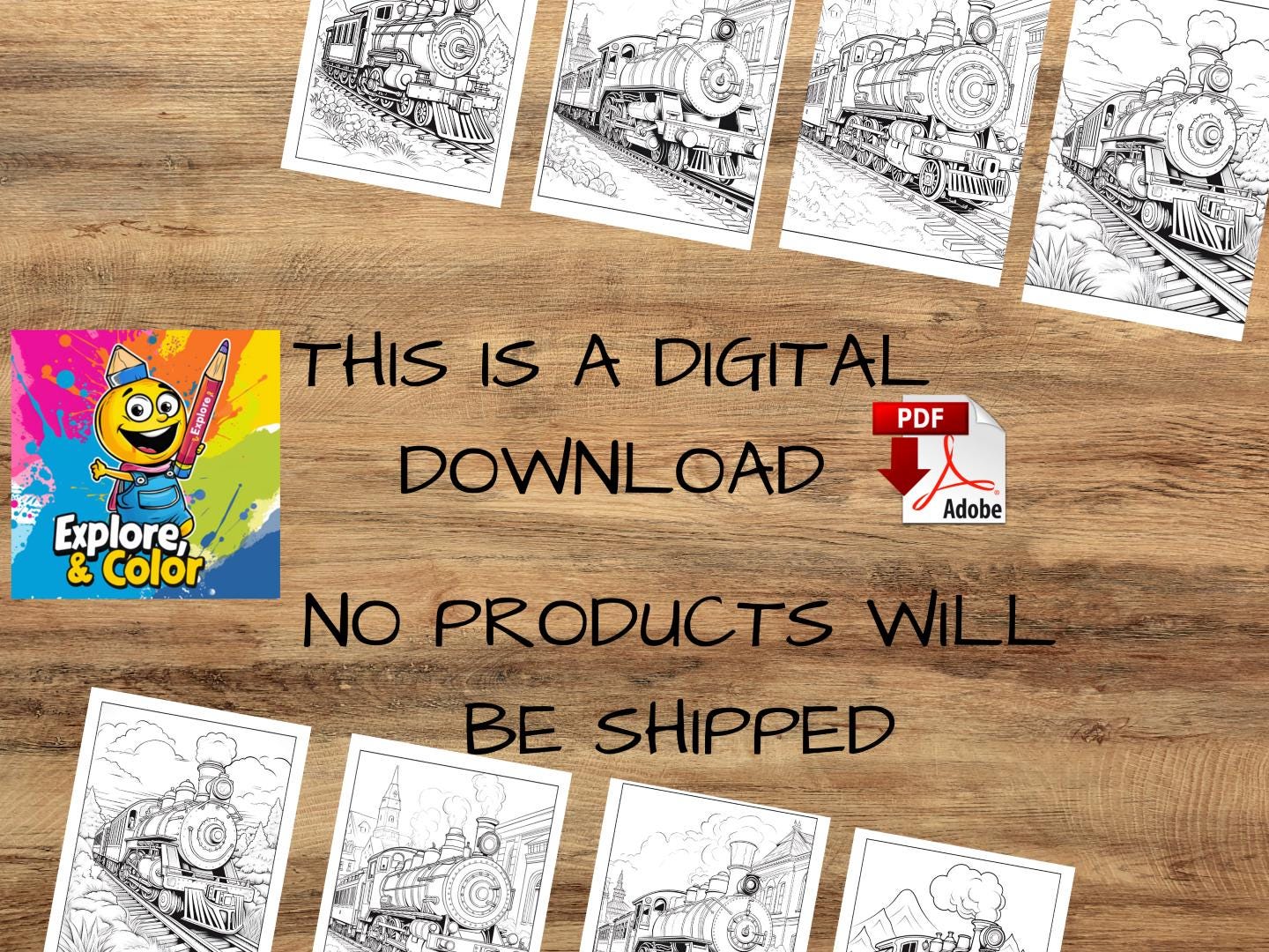 50 Steam Train Engines Coloring Book, Vintage Locomotive Illustrations ...