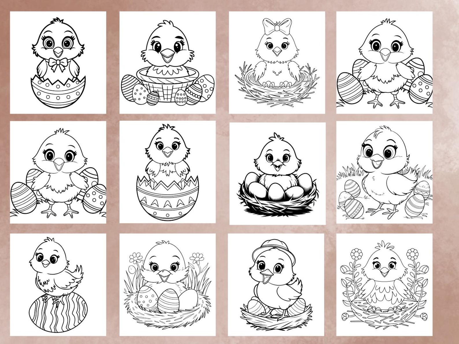 Bold and Easy Coloring Book, Cute Easter Chicks and Spring Scenes ...