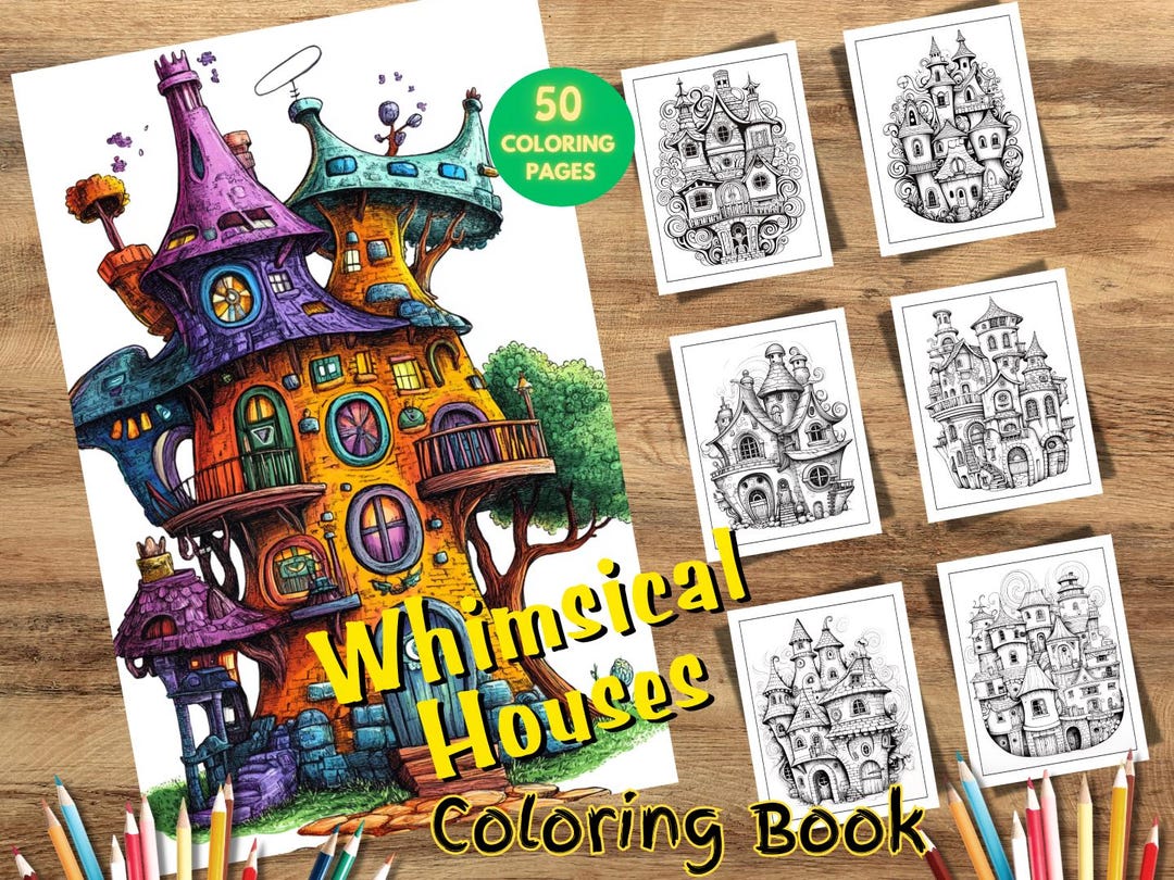 50 Whimsical Houses Coloring Book, Crazy House Fairytale Homes ...