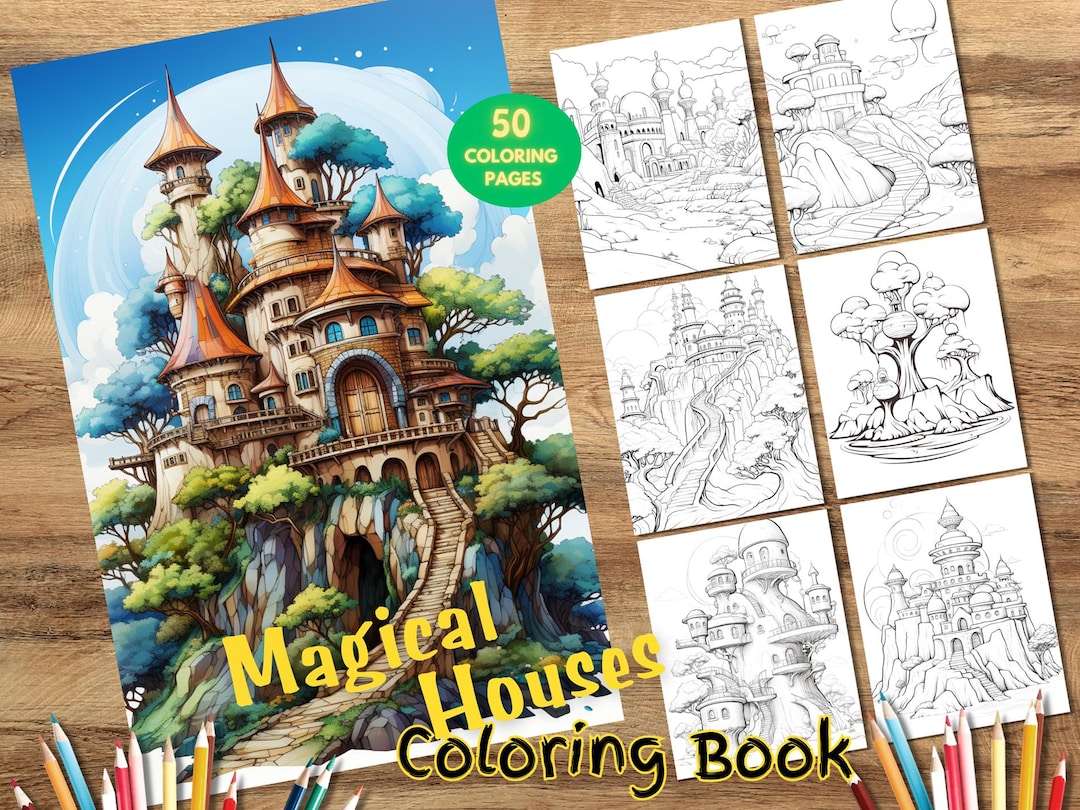 50 Magical House Coloring Book, Printable Magical House Coloring Pages ...