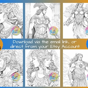 50 Ancient Greek Warriors Coloring Book, Printable PDF, Gods and ...