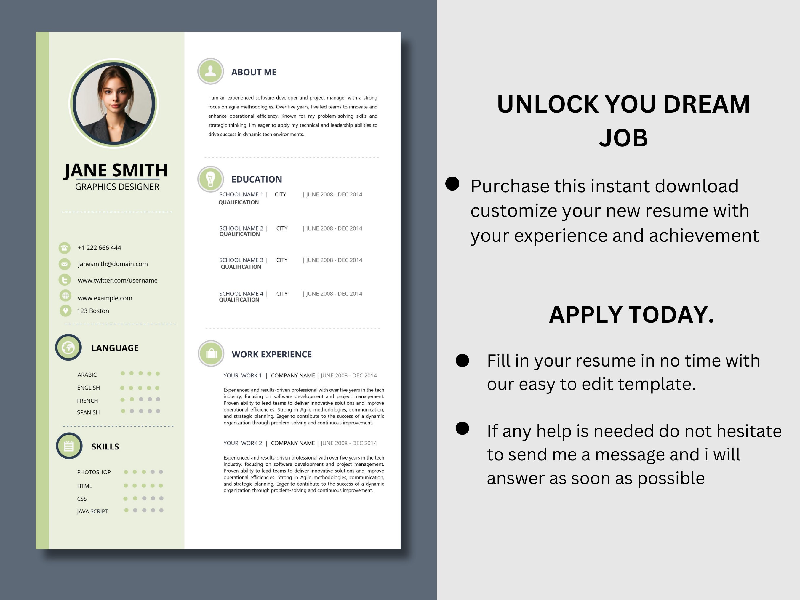 Clean Resume Template Google Docs, Word & Pages, Minimalist Executive ...