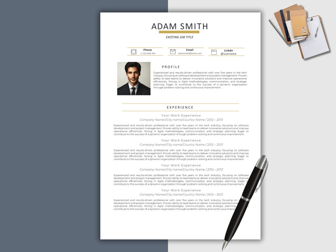 Clean Resume Template Google Docs, Word & Pages, Minimalist Executive ...