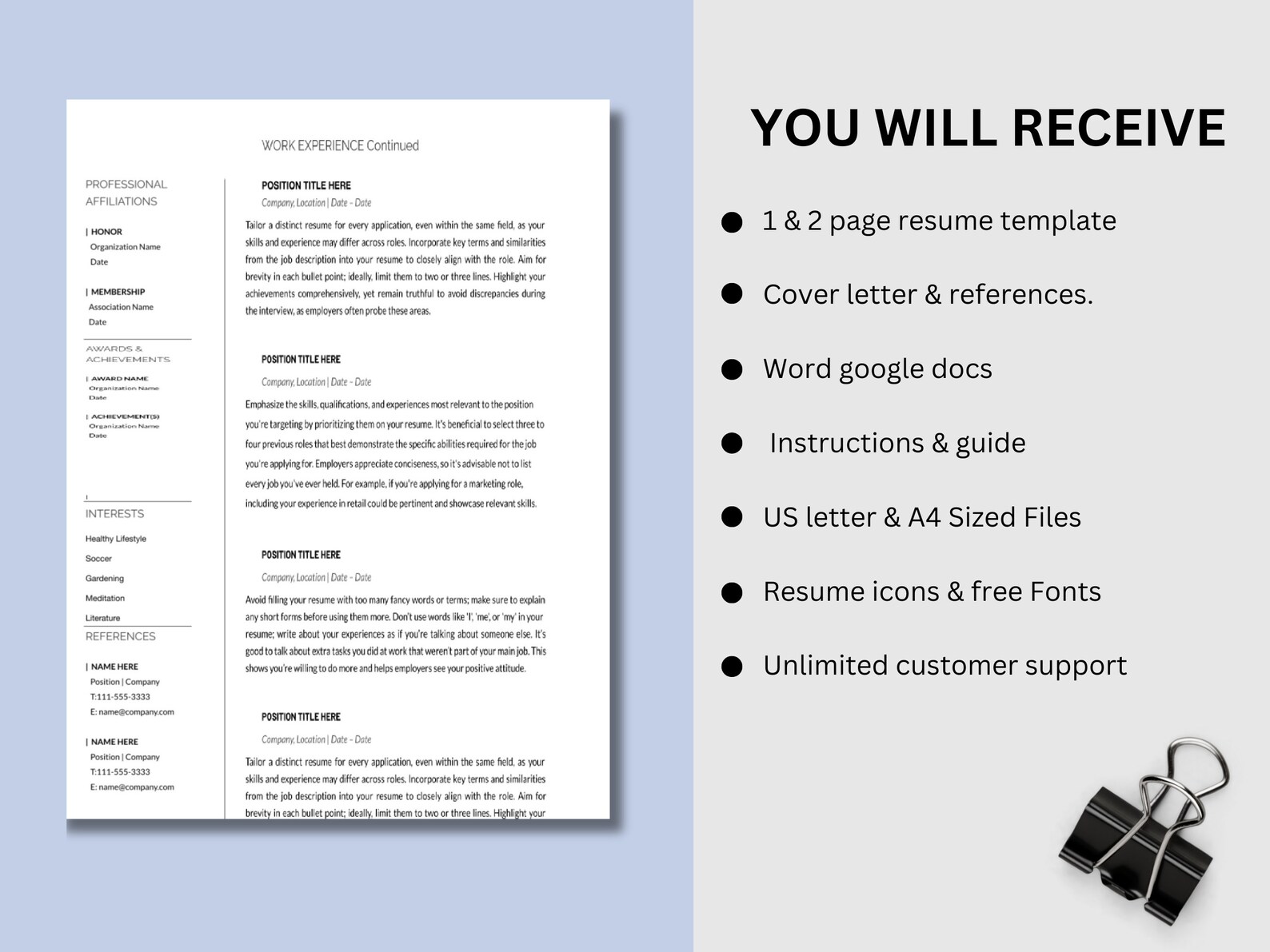 Executive Resume Template Word & Pages, CV Google Docs CV Template ...