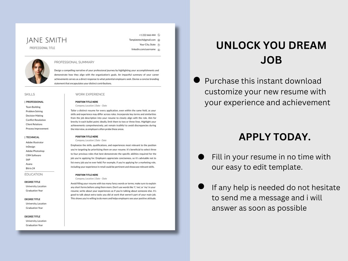 Executive Resume Template Word & Pages, CV Google Docs CV Template ...