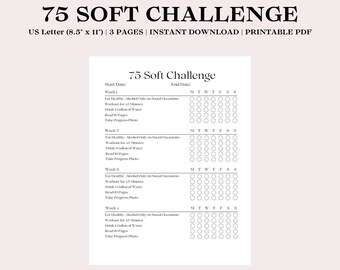 75 Day Soft Challenge Tracker Simple Minimalist - Etsy