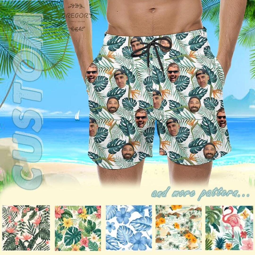 Custom Face Swimwear for Men, Funny Personalized Bathing Suit ...
