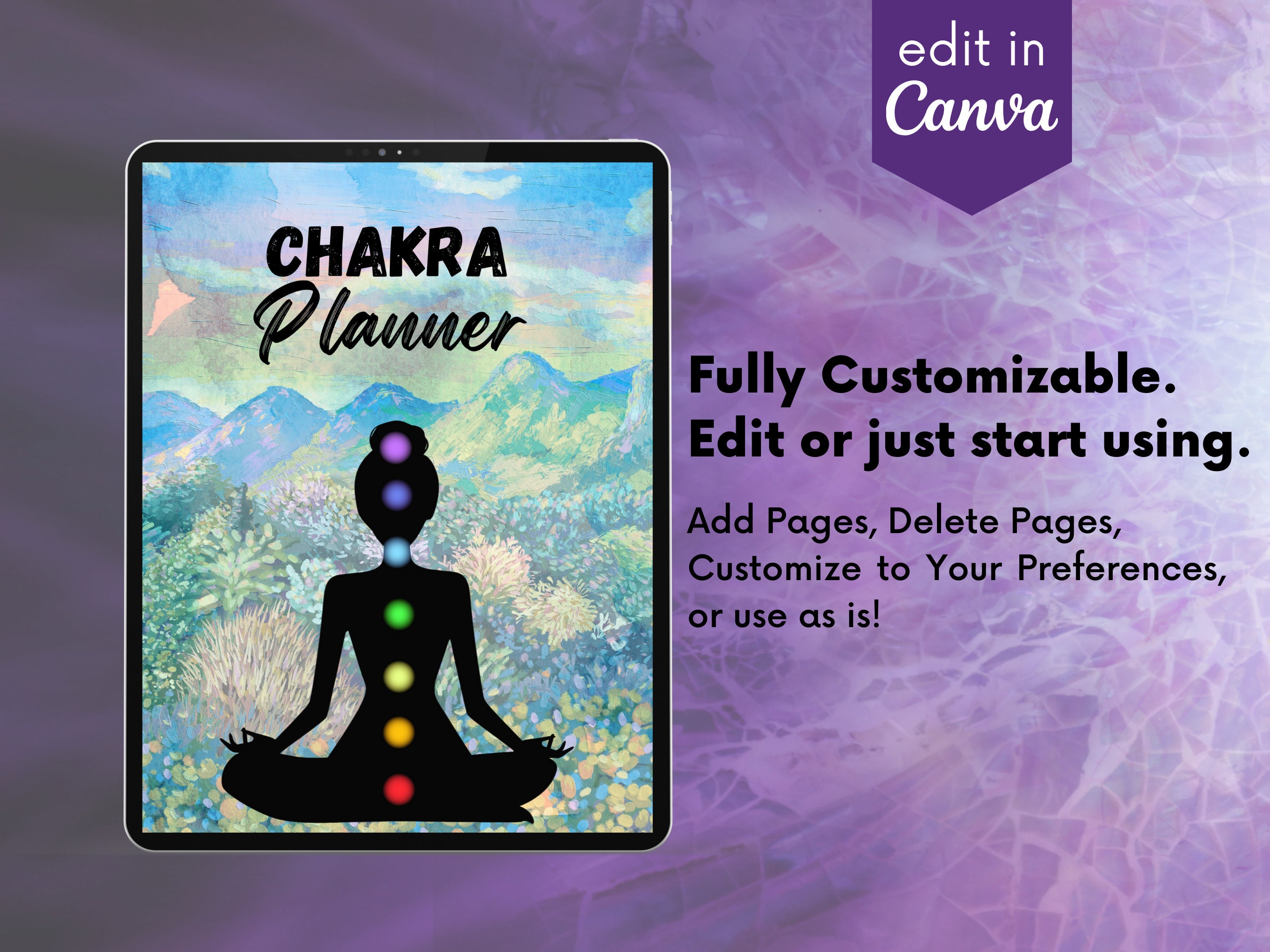 Chakra Planner Template for Canva Editable 7 Chakras System Healing ...