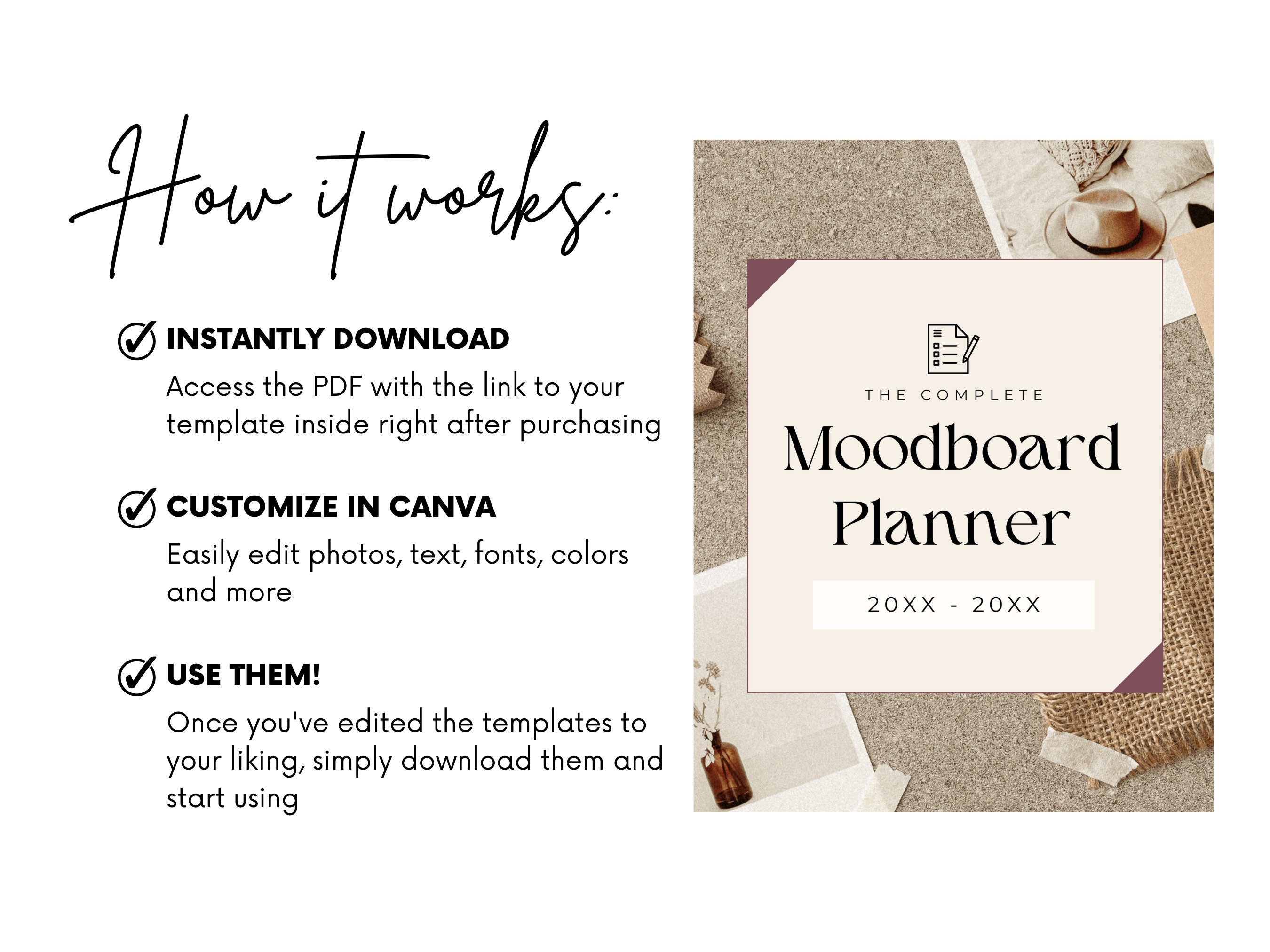Mood Board Planner Template for Canva Editable - Etsy