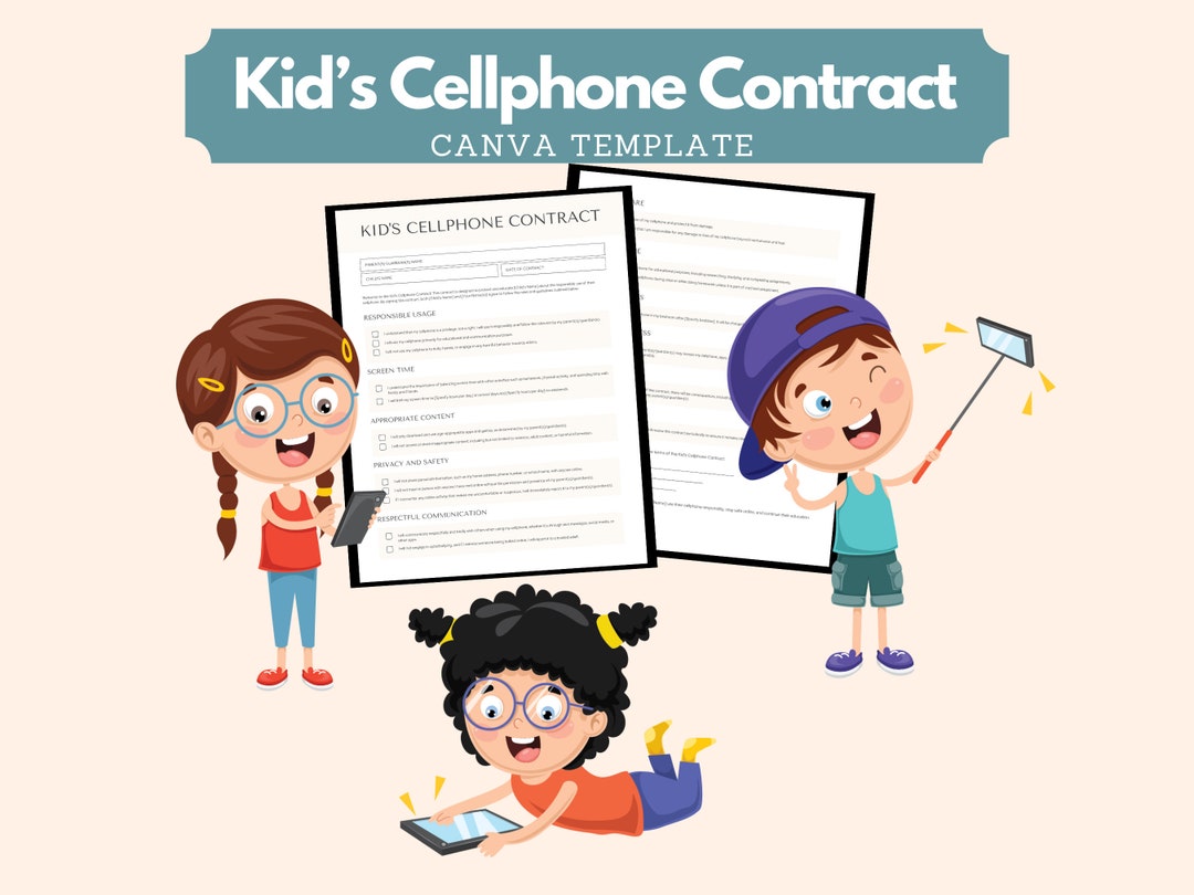 Kid's Cellphone Contract Template for Canva Editable - Etsy